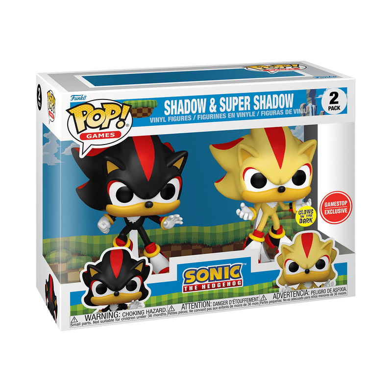 Funko Pop Games Sonic The Hedgehog Shadow Super Shadow 2pk GameStop Exclusive GITD