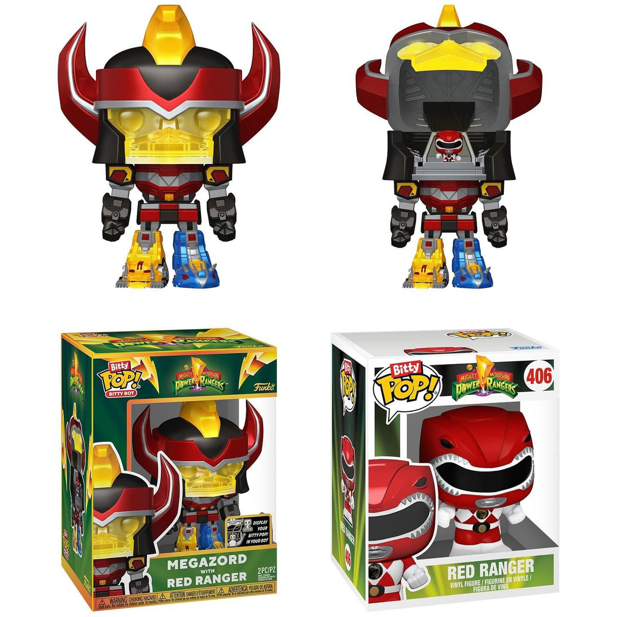 Funko Pop! Bitty Bot: Power Rangers - Megazord And Red Ranger #406 ...