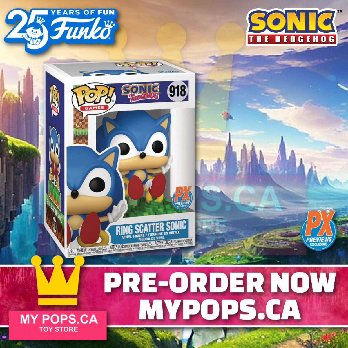 Funko Pop! Sonic the Hedgehog - Ring Scatter Sonic #918 [PX Previews E ...