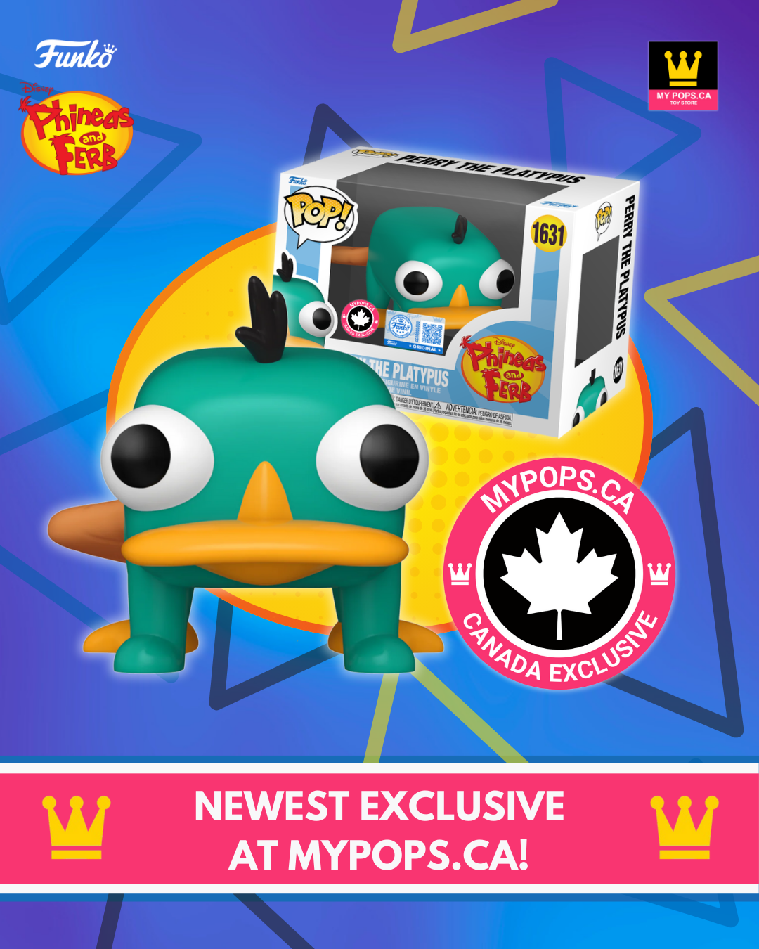 Funko Pop! Television: Phineas & Ferb - Perry The Platypus #1631 [MyPo ...
