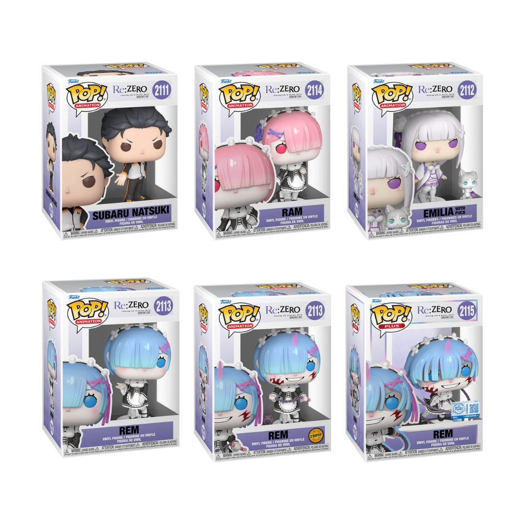 Funko Pop! Anime: Re:Zero - Subaru / Ram / Emilia with Puck / Rem / Pl ...